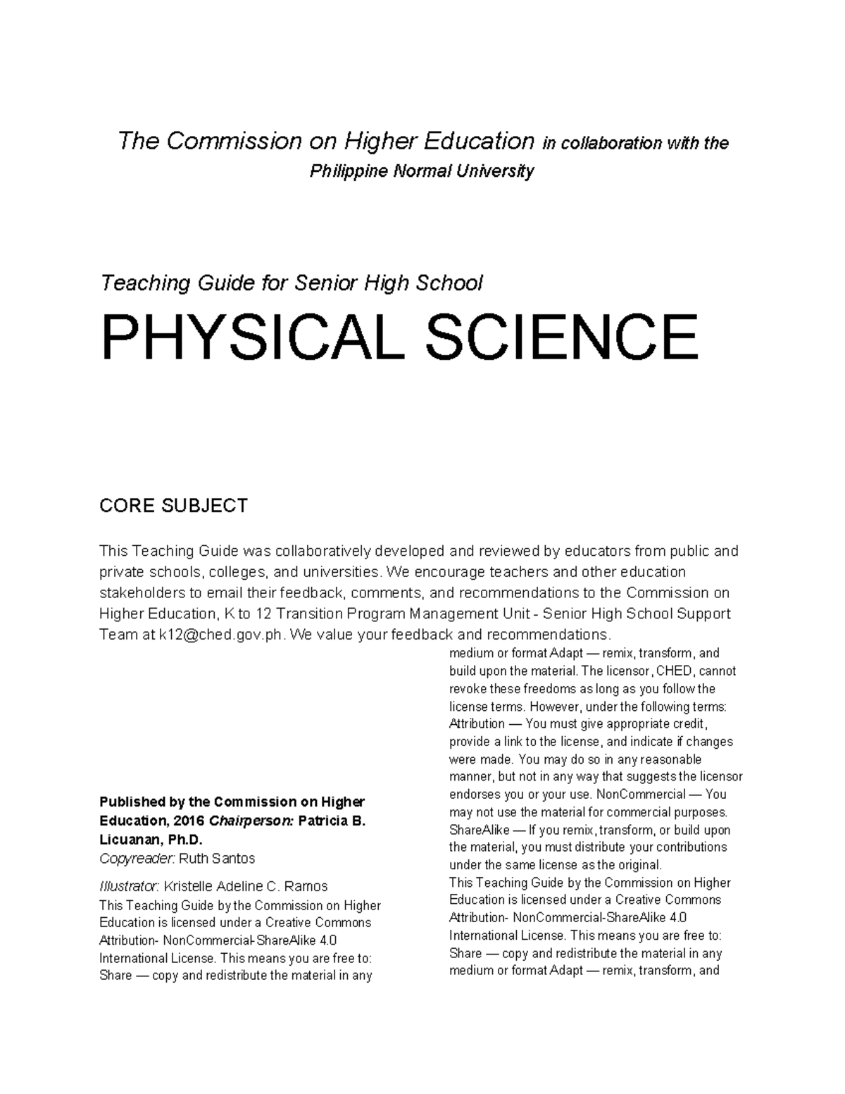 Physical Science - The Commission on Higher Education in collaboration ...