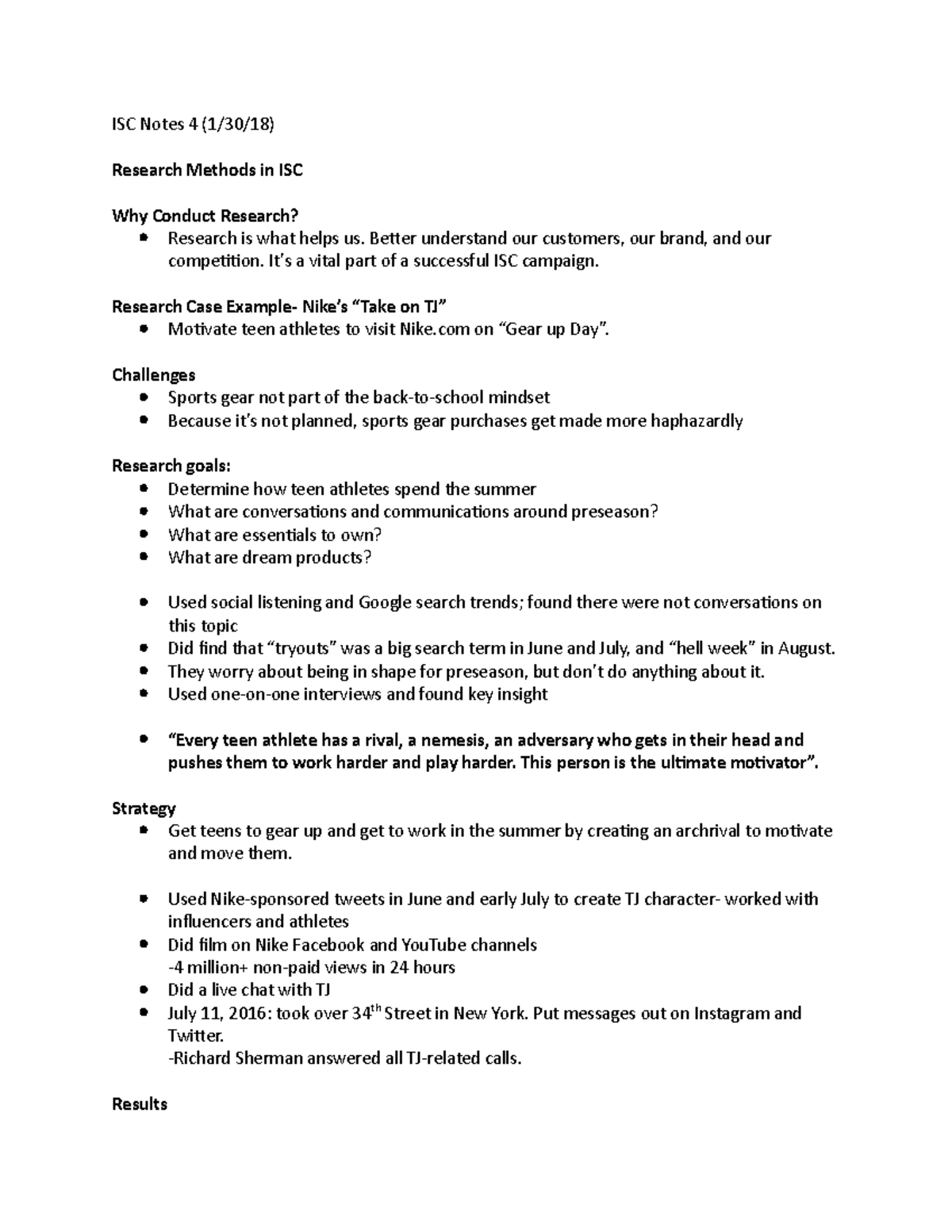 ISC Notes 4 - ISC Notes 4 Research Methods in ISC Why Conduct Research ...