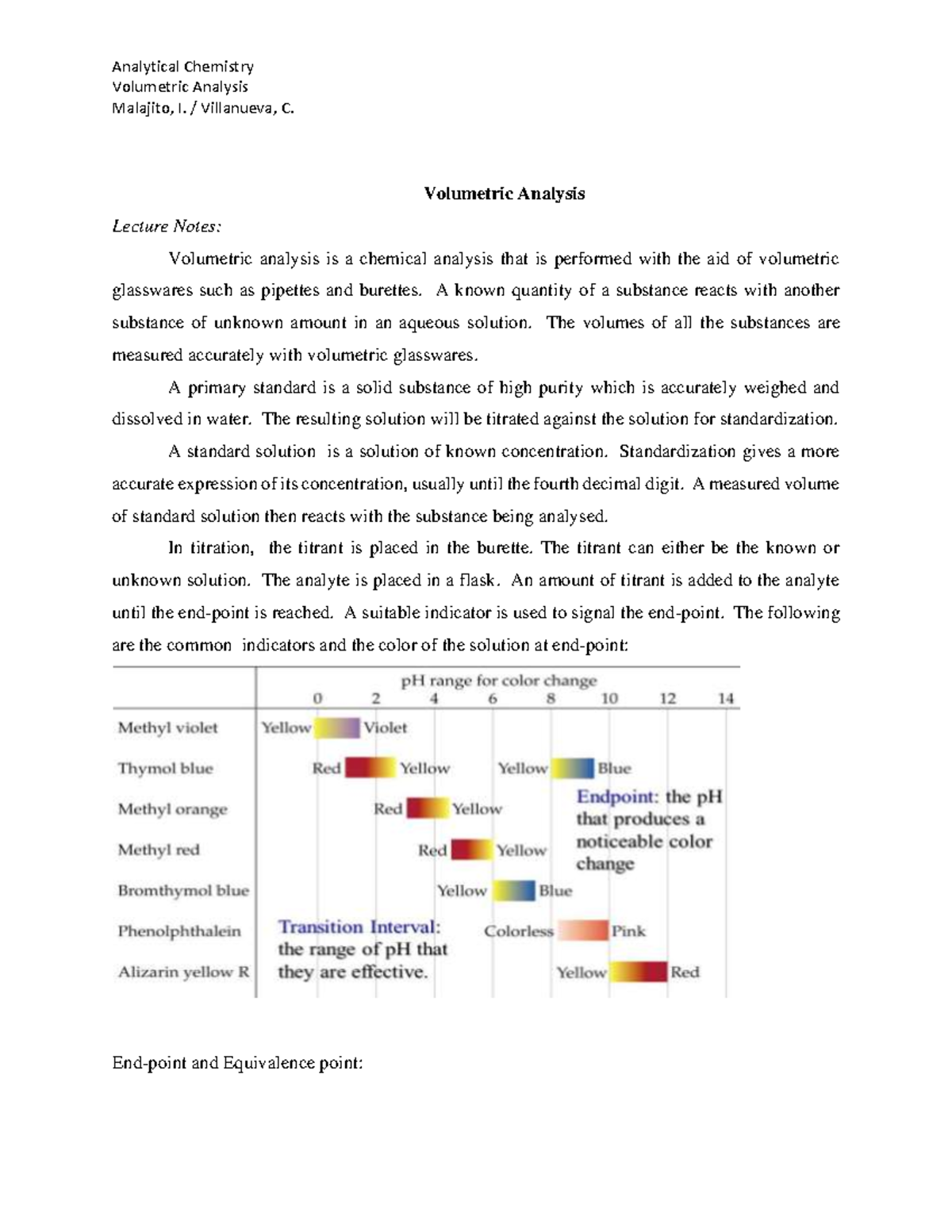 Volumetric-Analysis-1 - Volumetric Analysis Malajito, I. / Villanueva ...