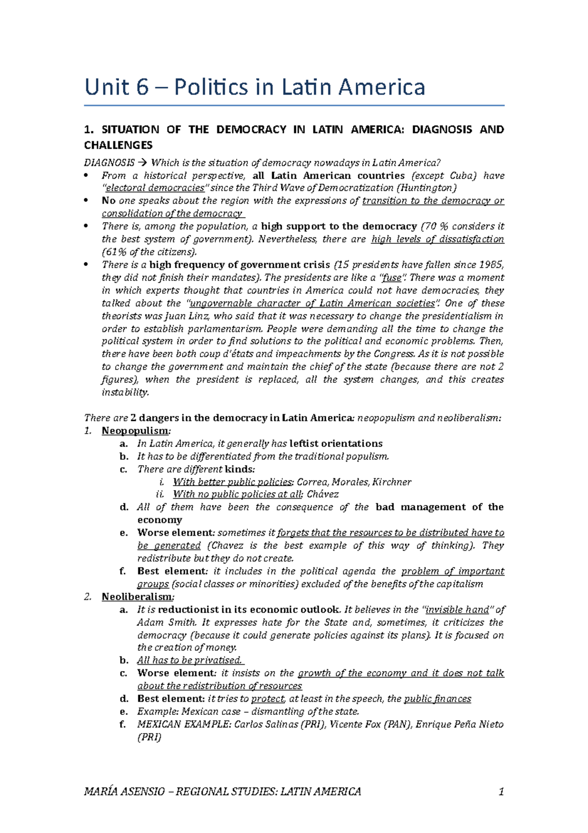 Unit 6 – Politics in Latin America - Unit 6 – Politics in Latin America ...