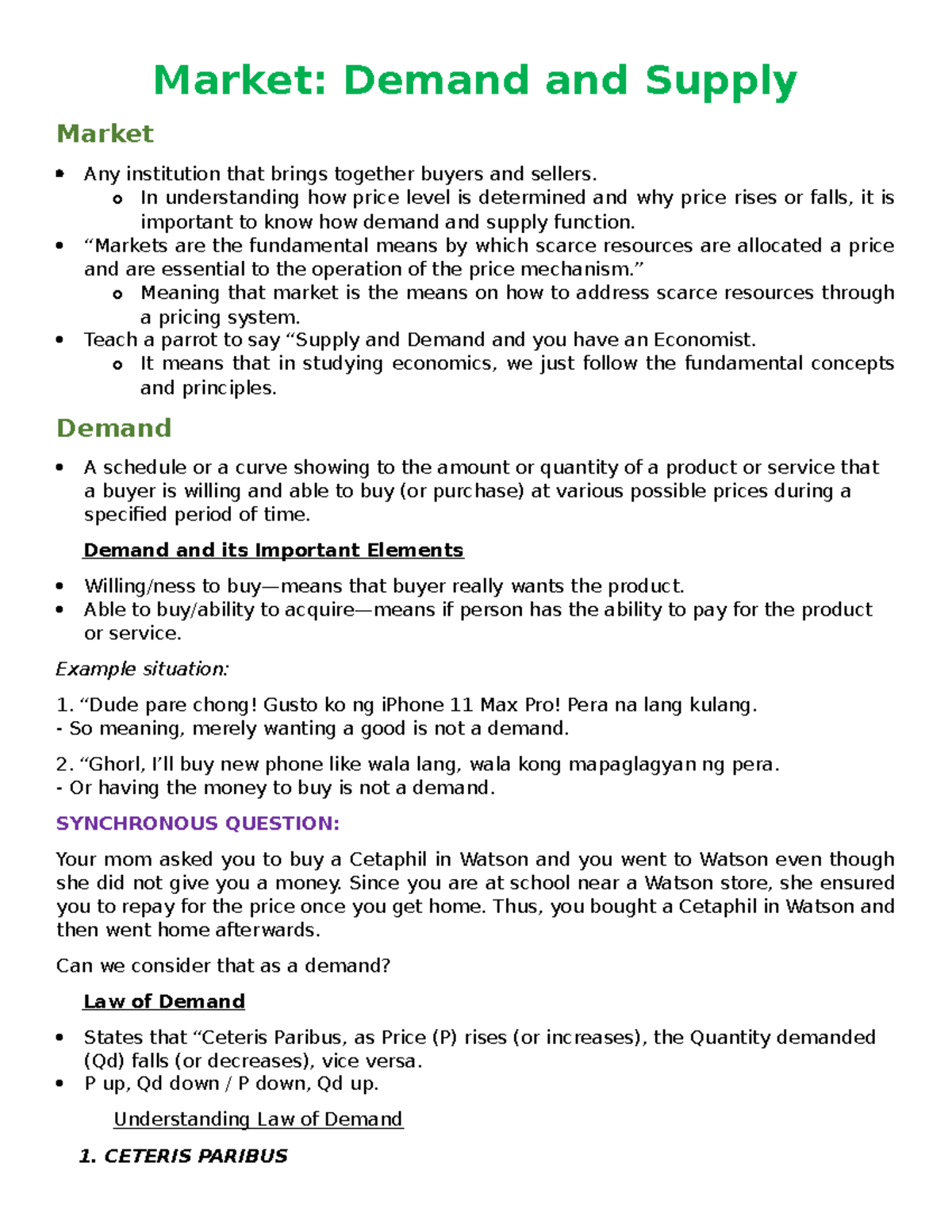 Economics Market Notes Freshmen BSMA - Management Accounting - PUP ...