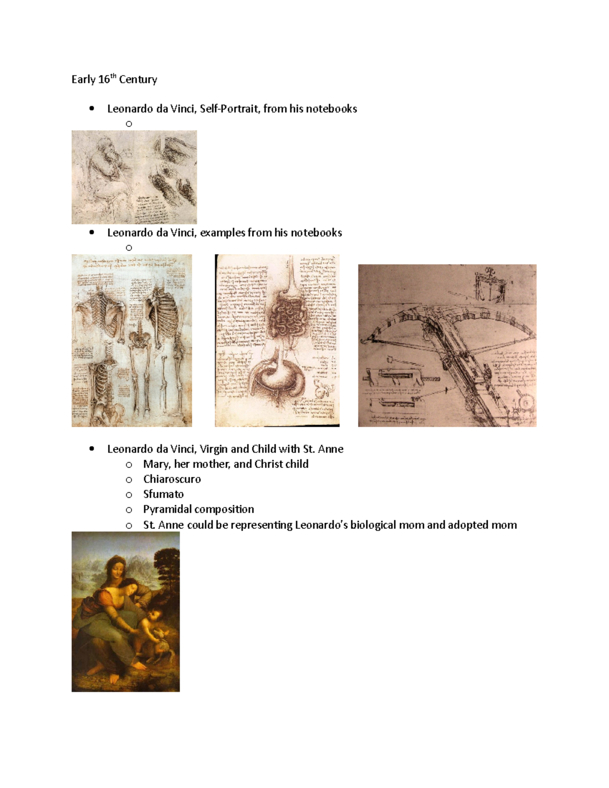 High Renaissance Study Guide - Early 16th Century Leonardo da Vinci ...