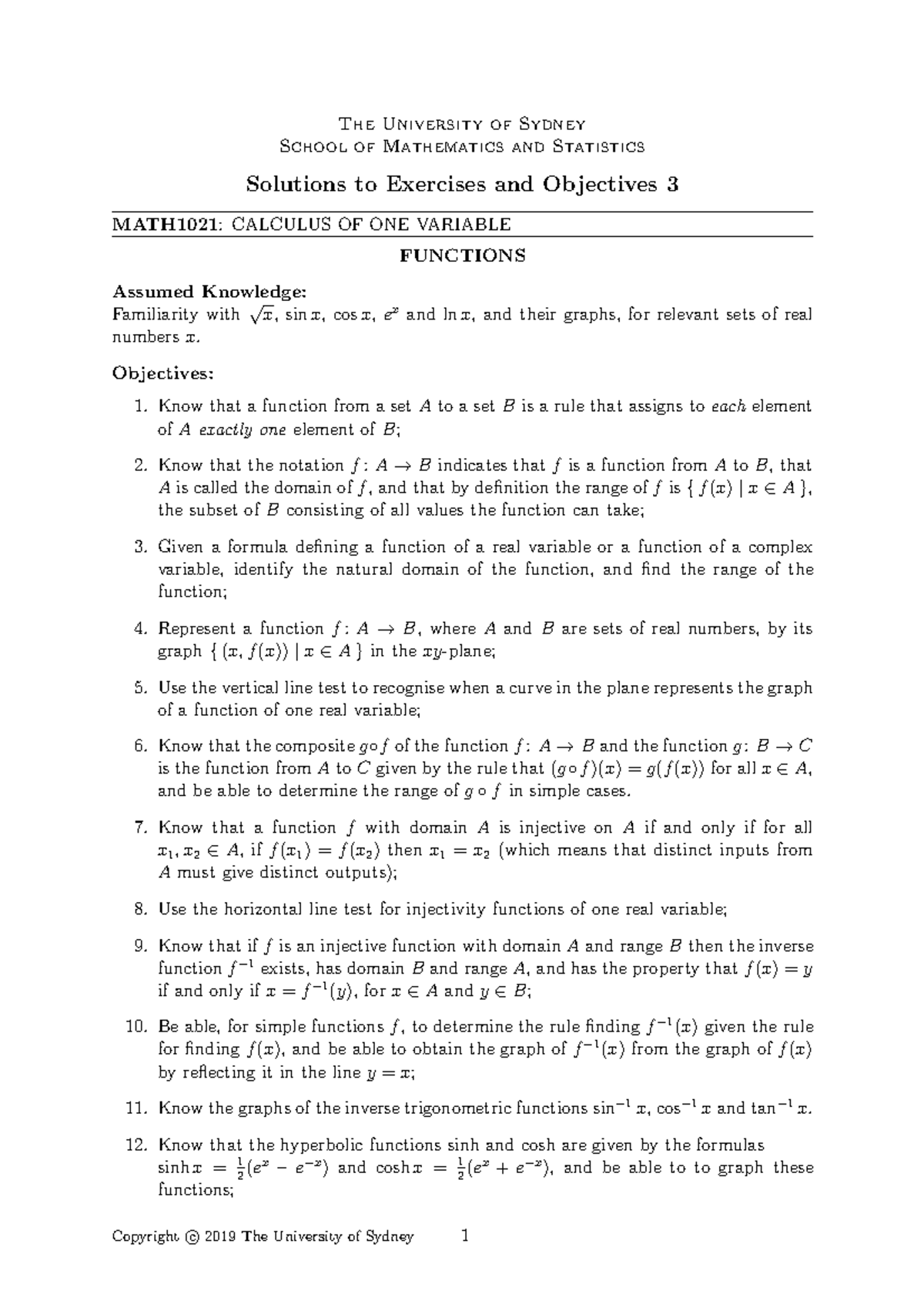 Exercises-3-Solutions 2021 year handouts - MATH1021 - USyd - Studocu