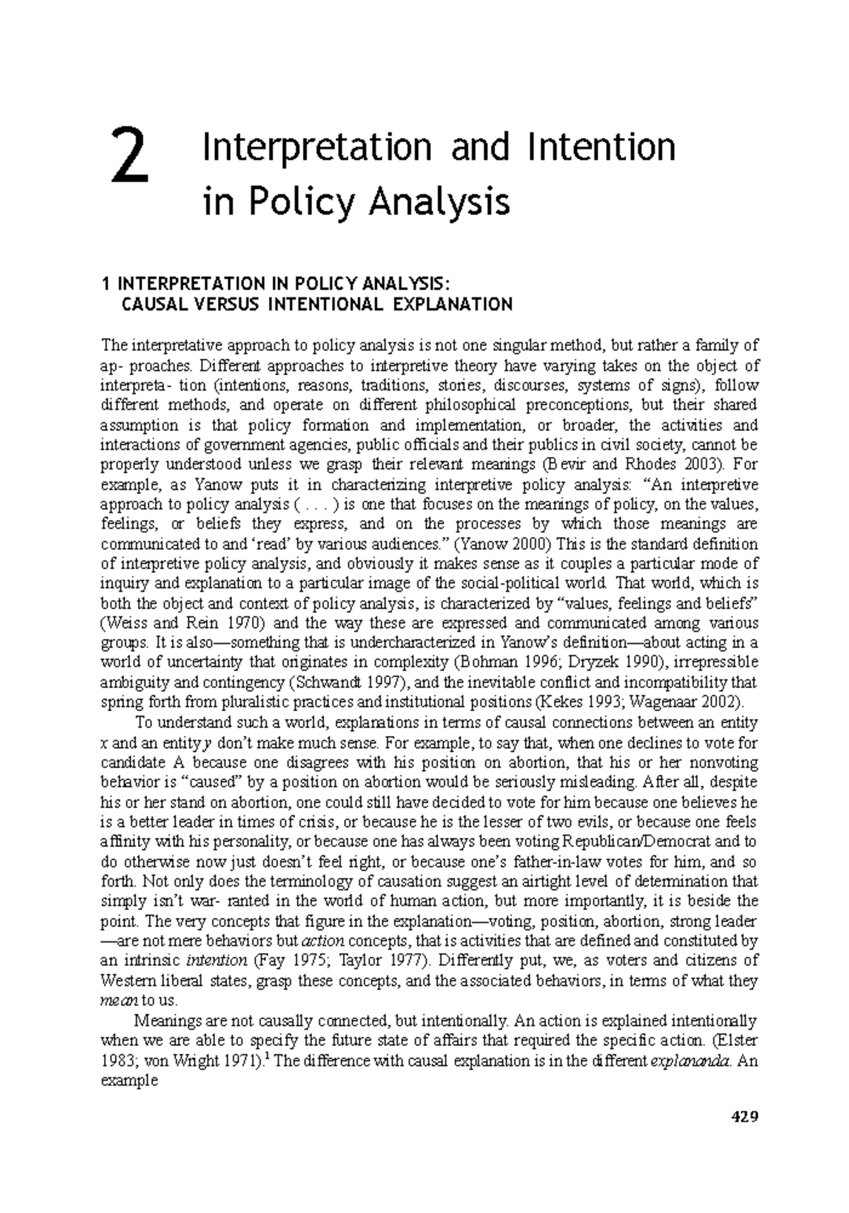 Interpretation and Intention in Policy Analysis - Interpretation and ...