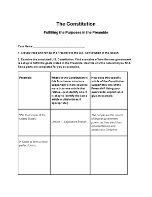 The Constitution - The Constitution Fulfilling the Purposes in the ...