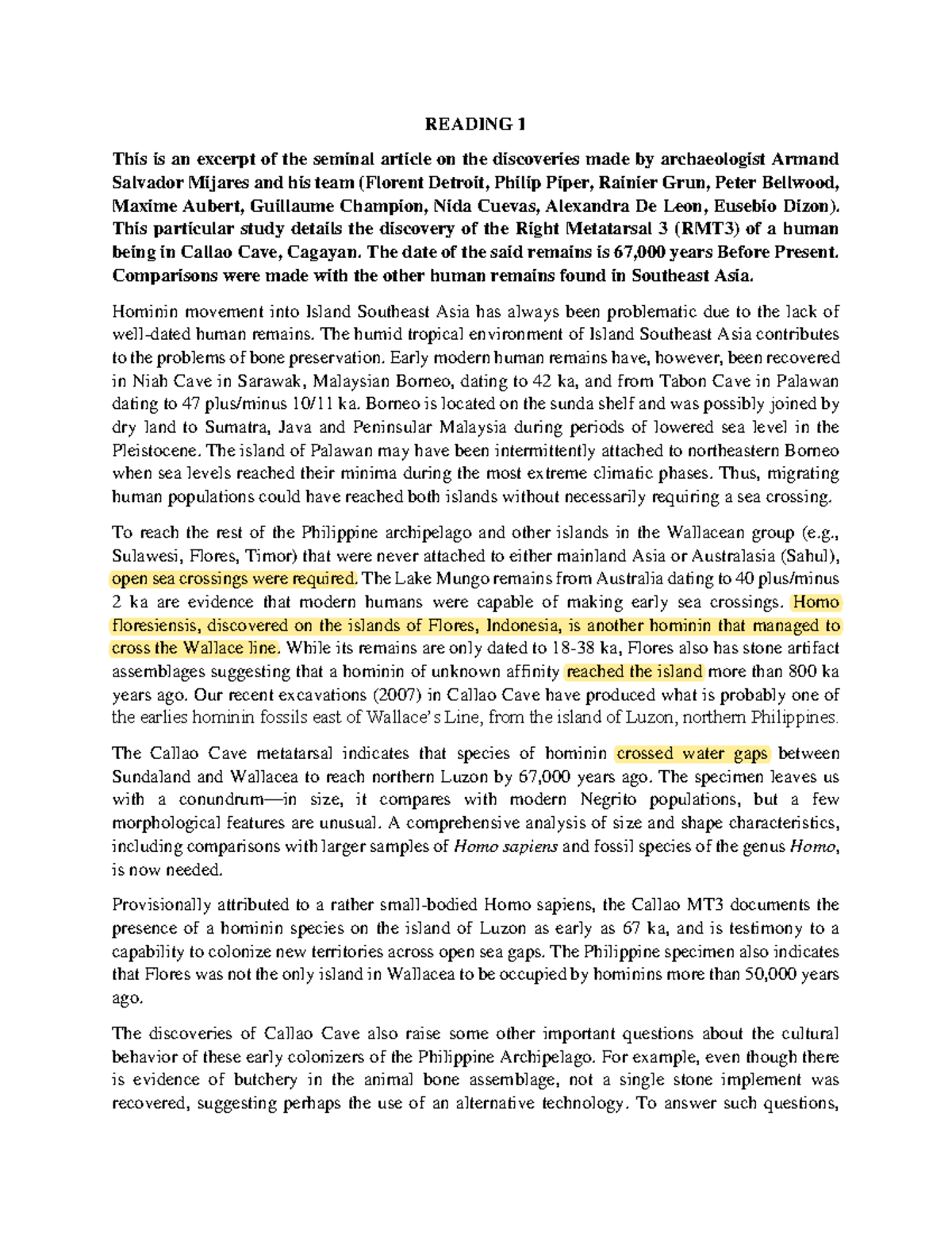 Pre16th2 - Group Project - READING 1 This is an excerpt of the seminal ...