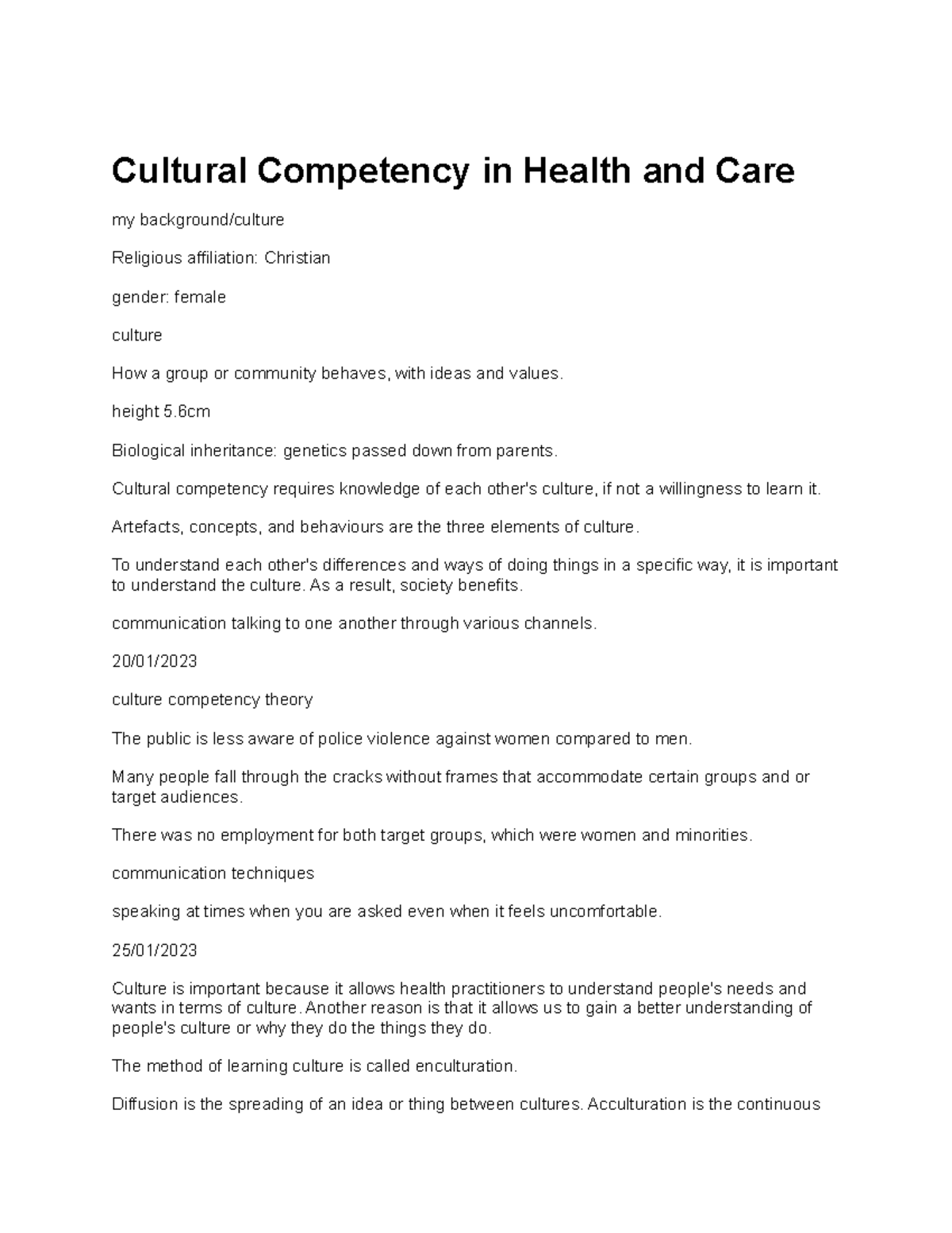Cultural Competency in Health and Care - height 5 Biological ...