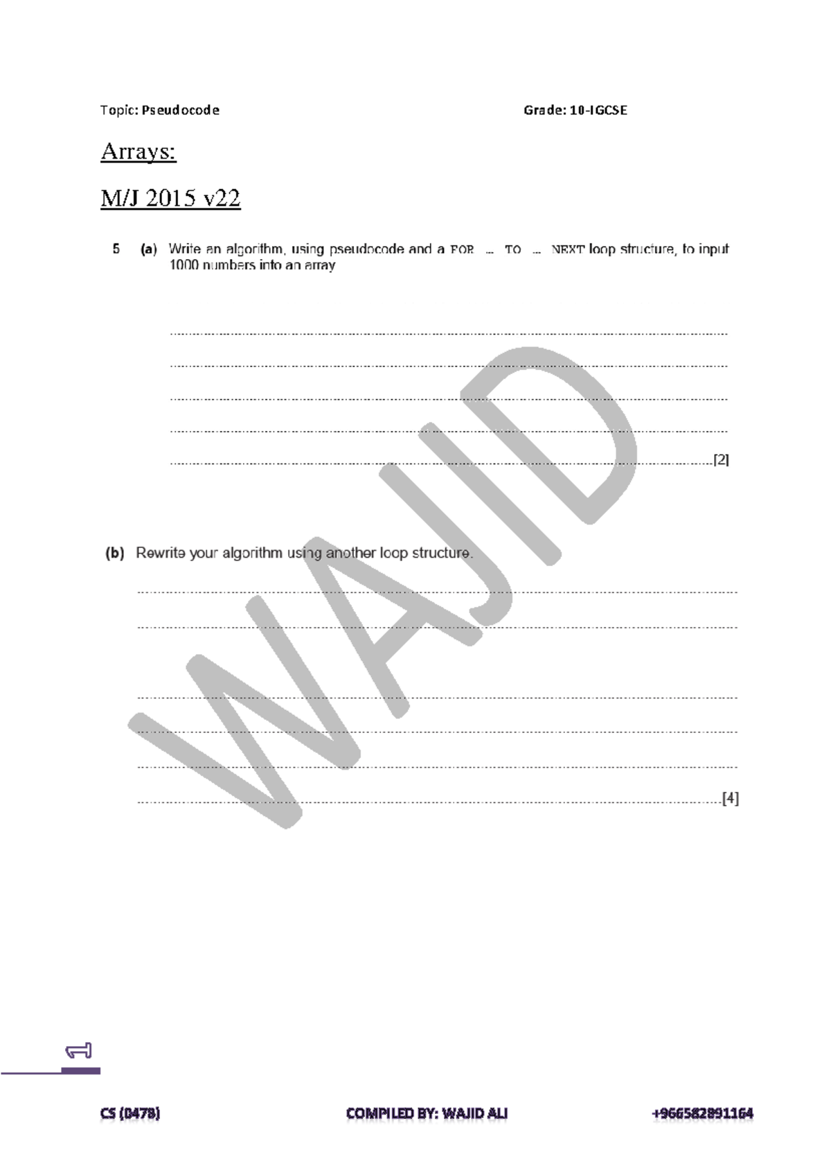 Pseudocode Algorithm Computer Science Igcse 0478 Topic Pseudocode 3231