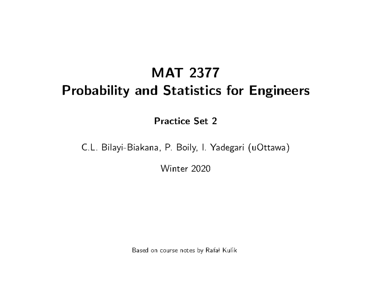 Mat2377 Practice Set 2 Questions MAT 2377 Probability And Statistics mat2377-practice-set-2-questions-mat-2377-probability-and-statistics