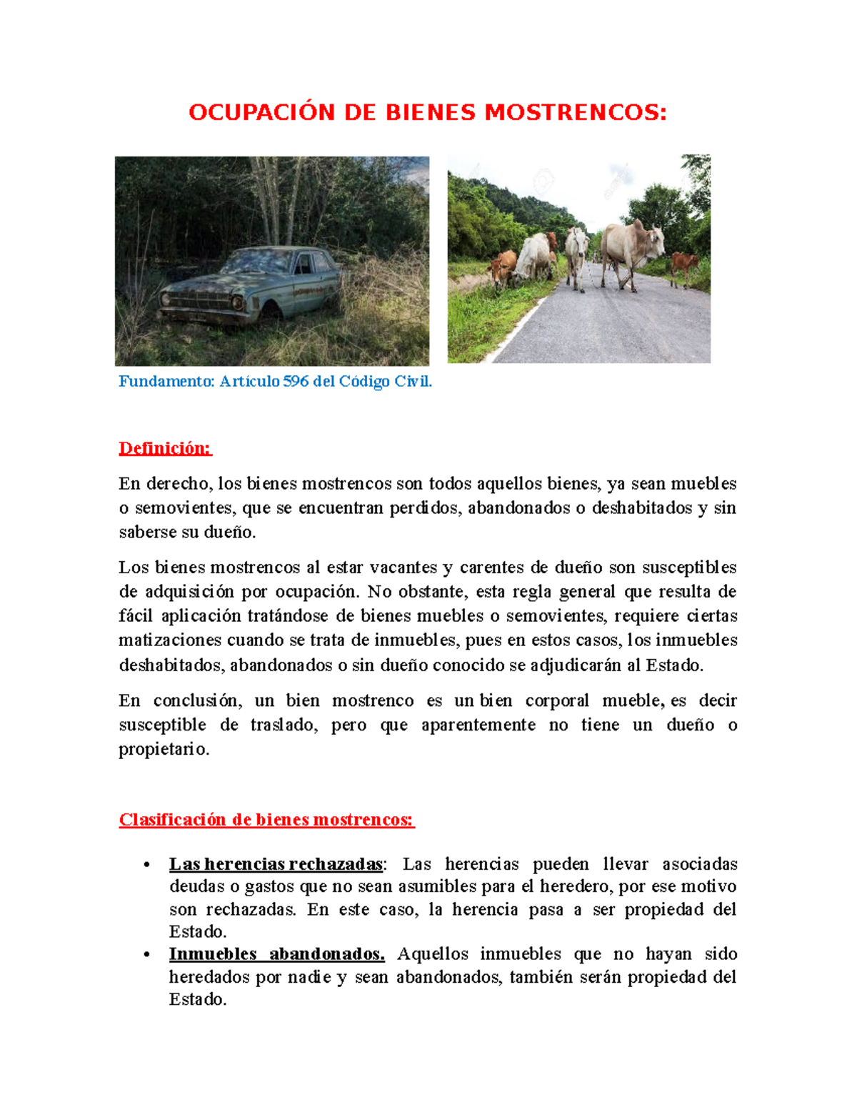 Bienes Mostrencos, Osucapión - OCUPACIÓN DE BIENES MOSTRENCOS ...