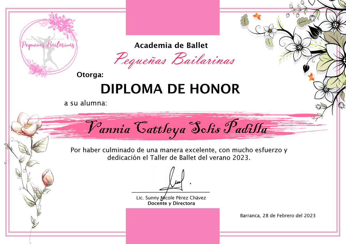 Diseño diploma de ballet - Arte y cultura - DIPLOMA DEHONOR ...