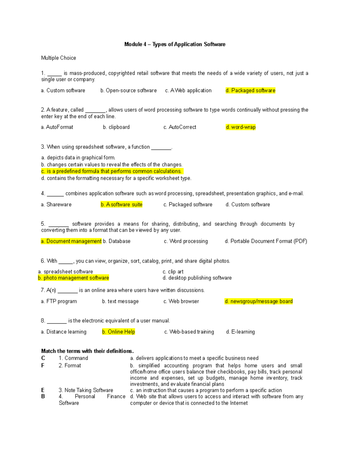 Module 4 - IT ASSIGNMENT - Module 4 – Types of Application Software ...