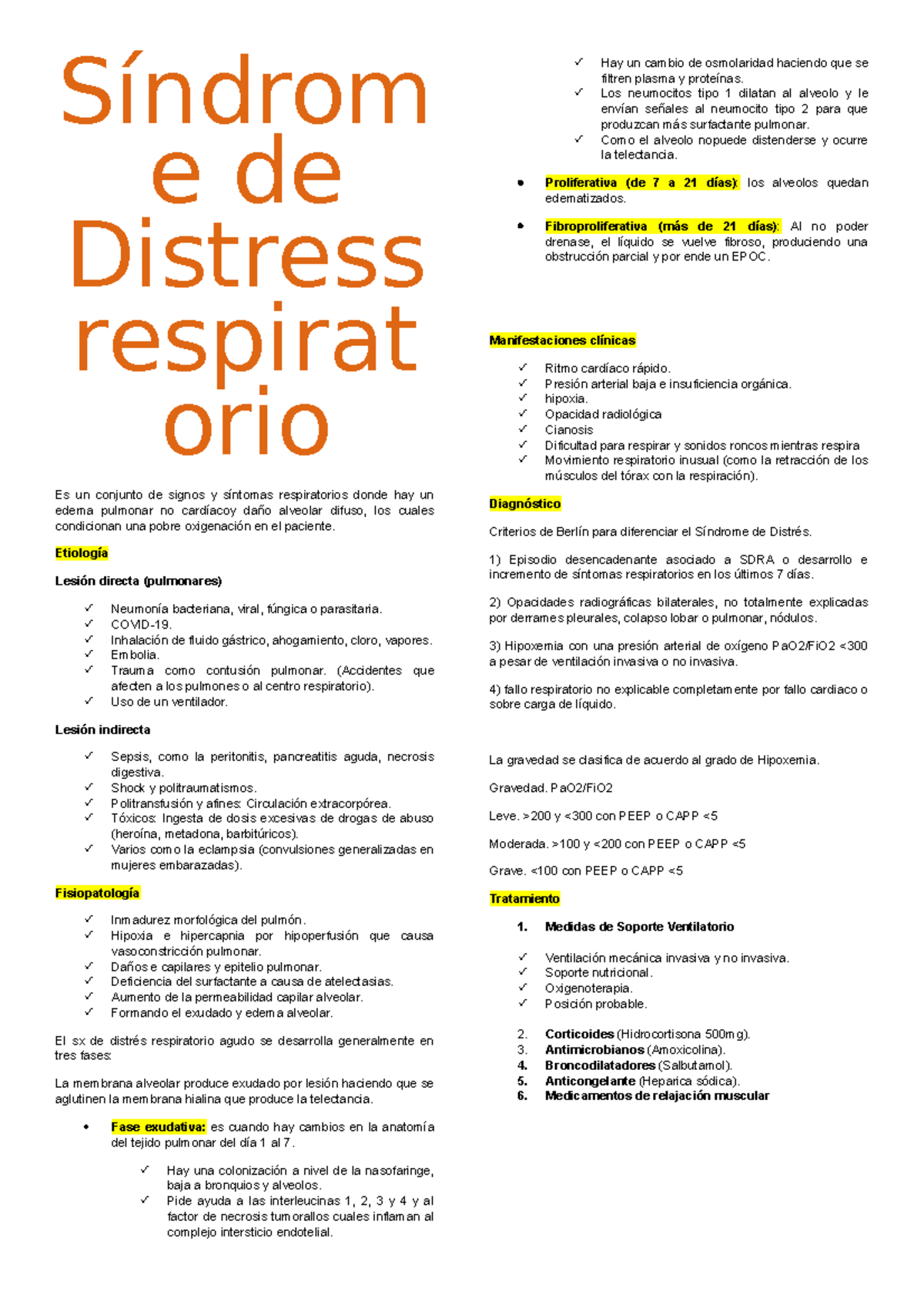 SDRA - Síndrome de distres respiratorio - Síndrom e de Distress ...