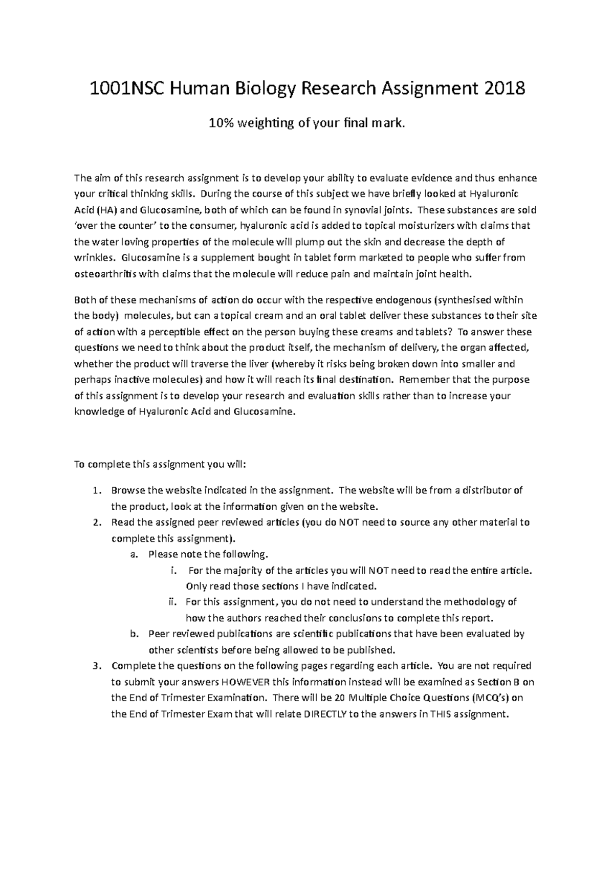 Research assignment-3 - 1001NSC Human Biology Research Assignment 2018 ...