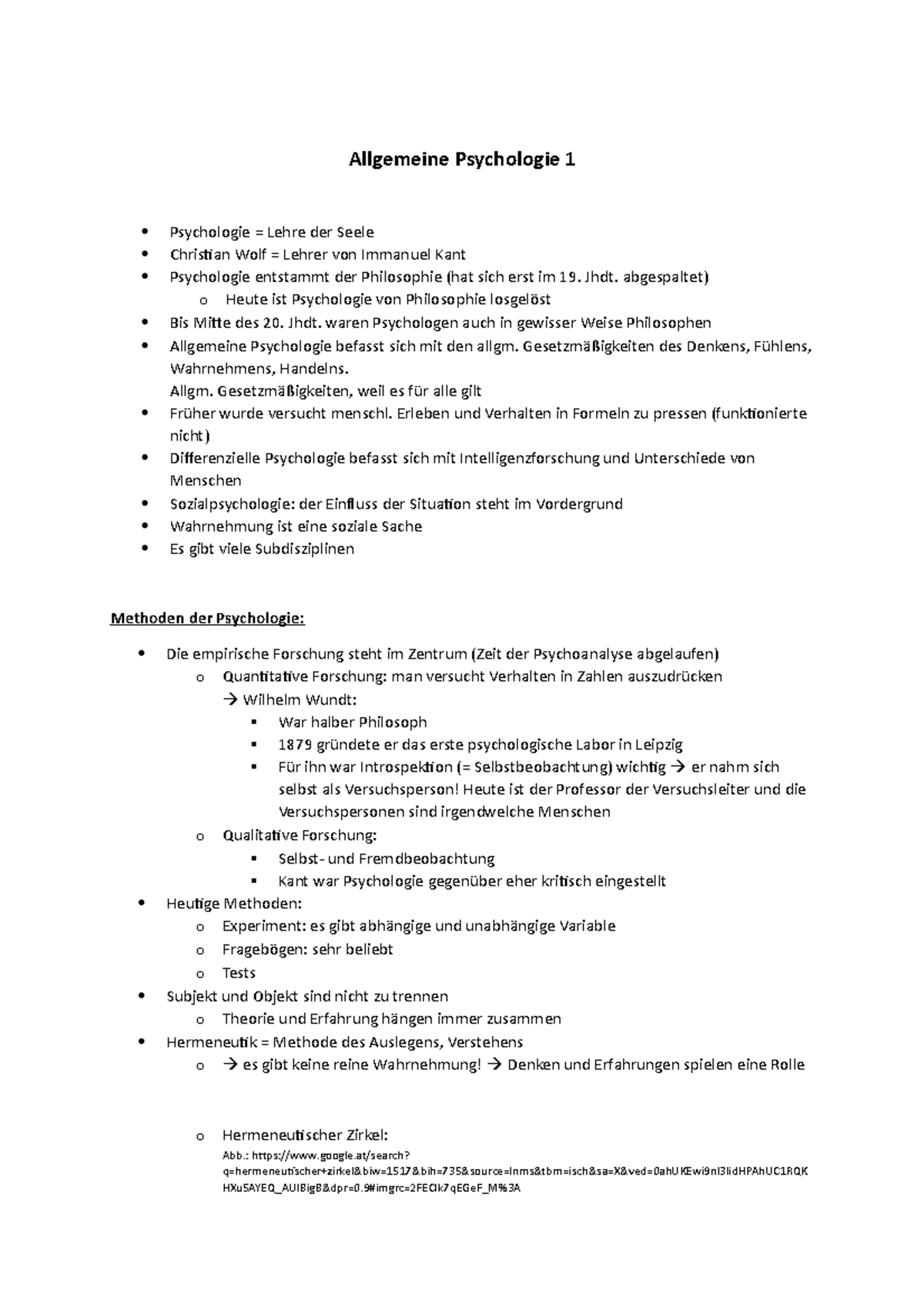 Allgemeine Psychologie I Mitschrift der ersten Vorlesung - Uni Wien - Studocu