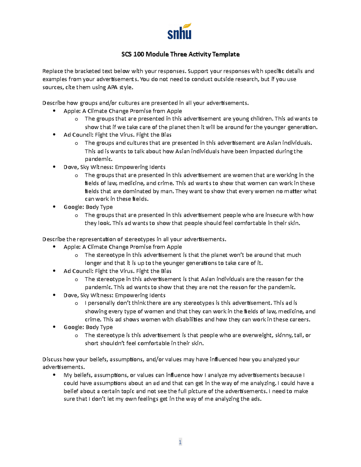 SCS 100 Module Three Activity Template - SCS 100 Module Three Activity ...