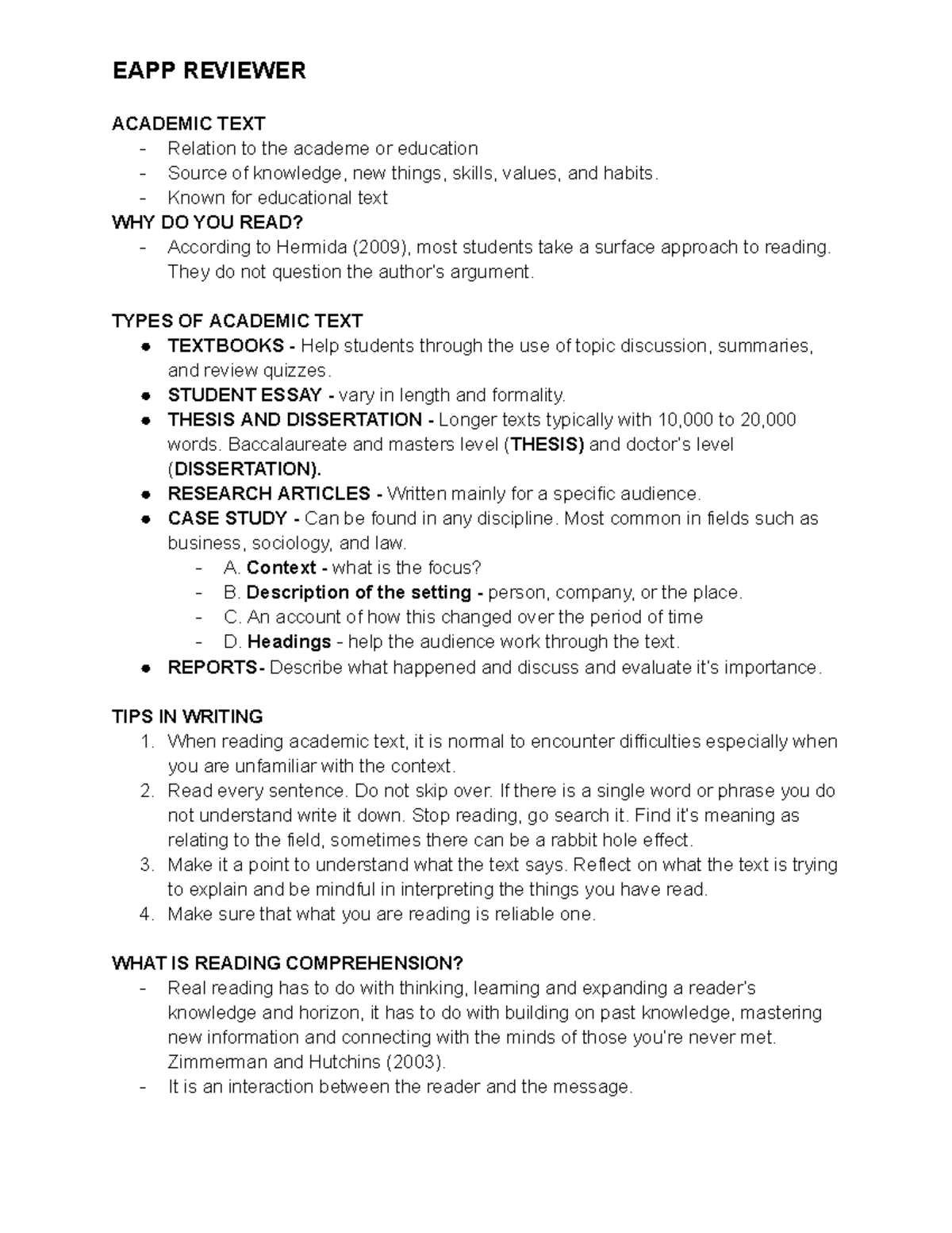 EAPP Reviewer - ACADEMIC TEXT Relation to the academe or education ...