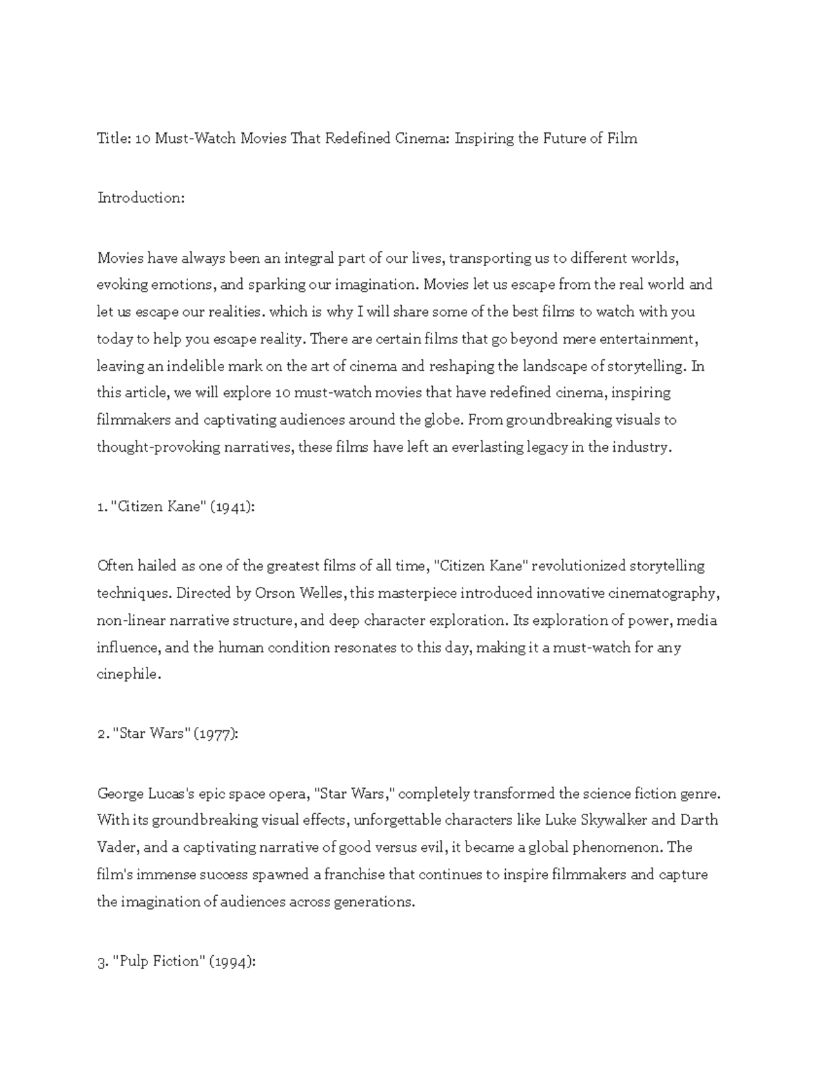 10 Must-Watch Movies That Redefined Cinema: Inspiring the Future of ...