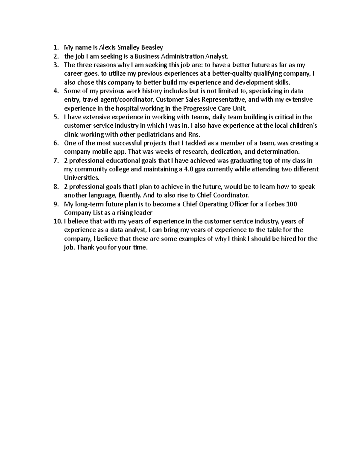 Unit 6 Assignment-transcript - My name is Alexis Smalley Beasley the ...
