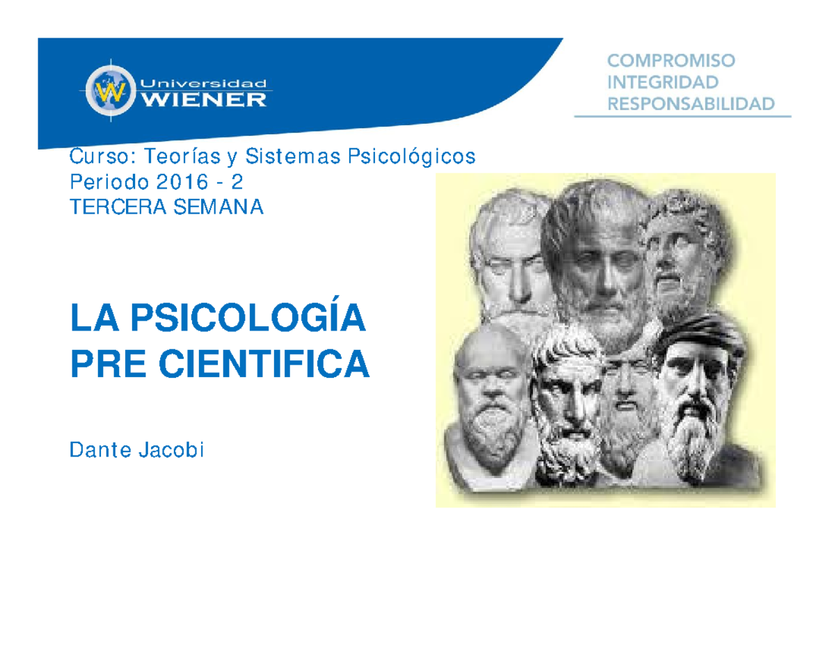 Psicologia Precientifica - Curso: Teorías y Sistemas Psicológicos ...