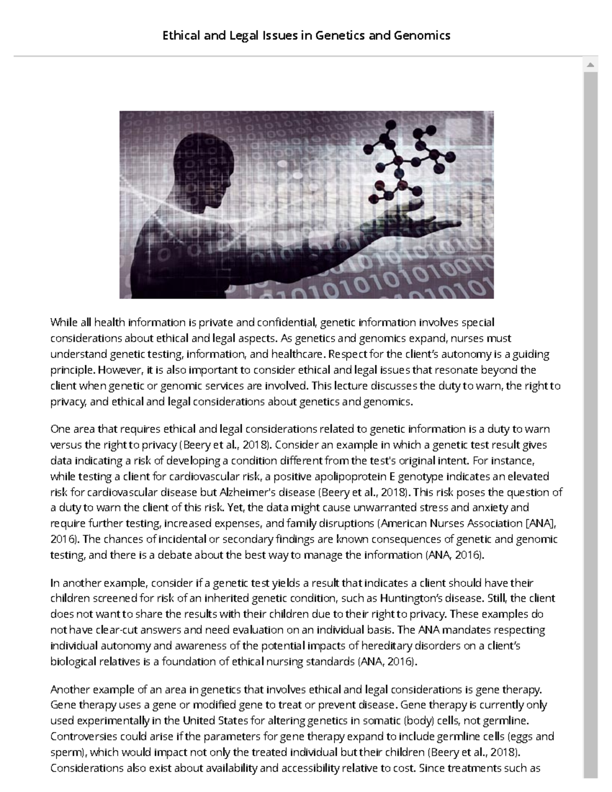 Ethical and Legal Issues in Genetics and Genomics - As genetics and ...