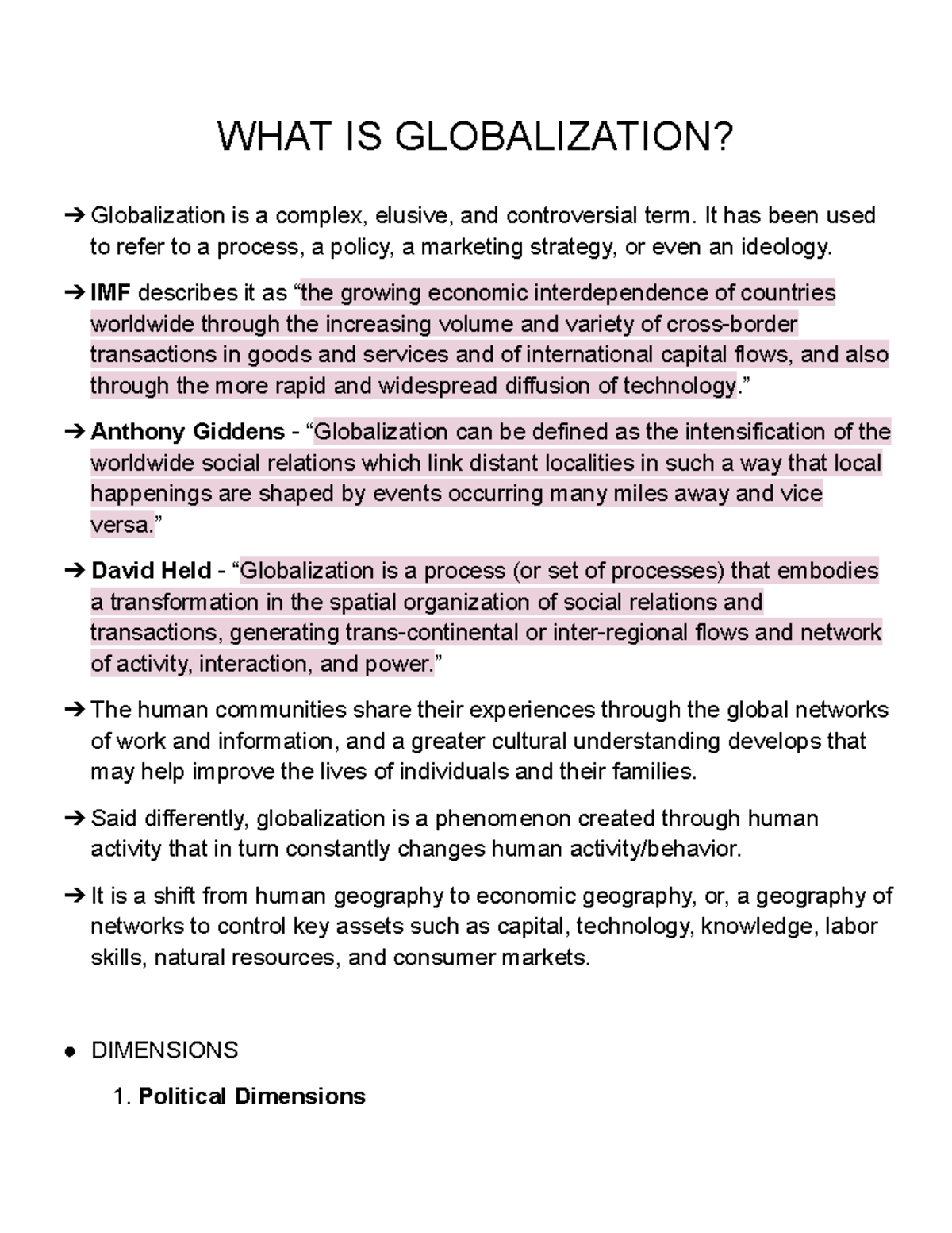 What is Globalization - WHAT IS GLOBALIZATION? Globalization is a complex, elusive, and - Studocu