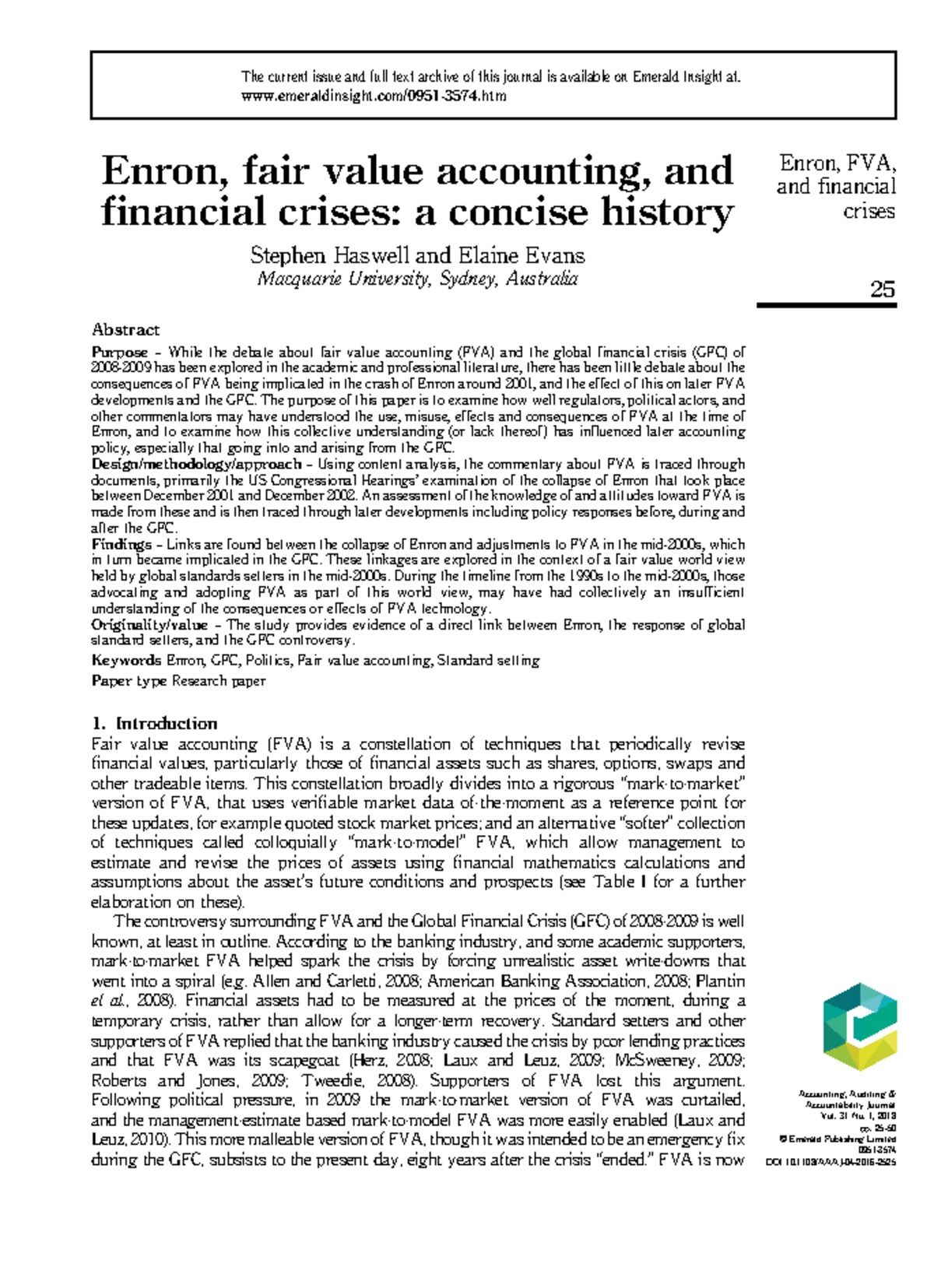 Enron - Summary Emerging Health Issue In Mch - Enron, fair value ...