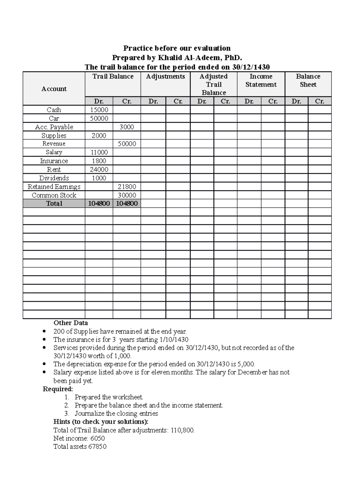 Worksheet Practice before evaluation - Practice before our evaluation ...