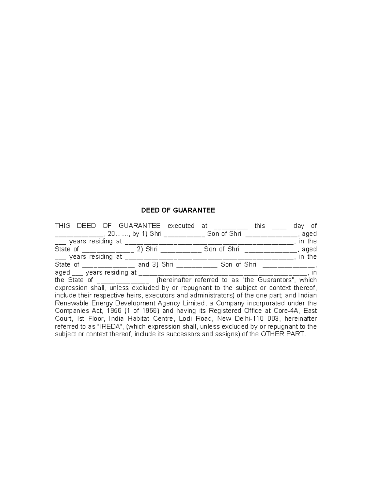 Deed-of-Guarantee - DEED OF GUARANTEE THIS DEED OF GUARANTEE executed ...