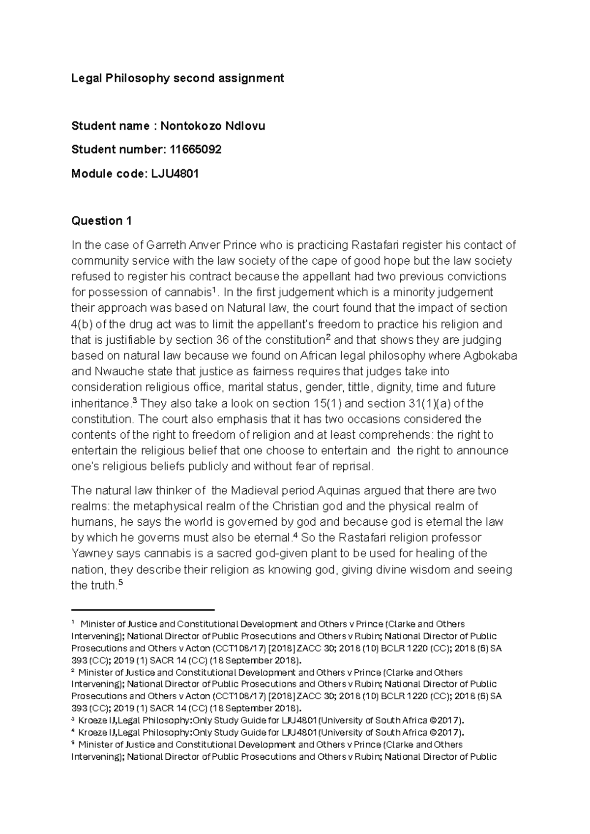 Legal Philosophy second assignment - Legal Philosophy second assignment ...