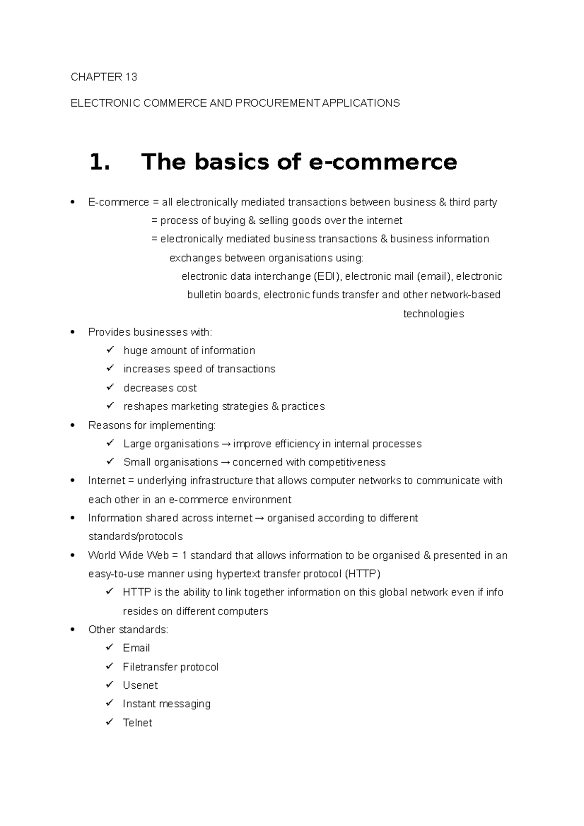 Chapter 13 - Summaries - CHAPTER 13 ELECTRONIC COMMERCE AND PROCUREMENT ...
