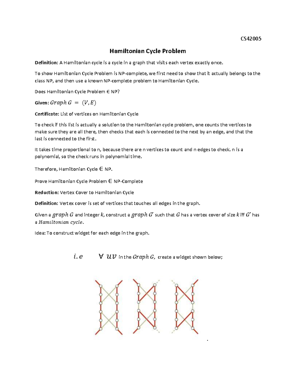 Ham Cycle - CS Hamiltonian Cycle Problem Definition: A Hamiltonian ...
