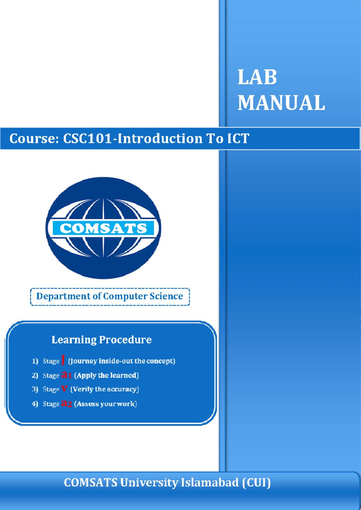 Lab Manual CSC101 ICT V2 - Warning: TT: undefined function: 32 LAB MANUAL Course: - Studocu