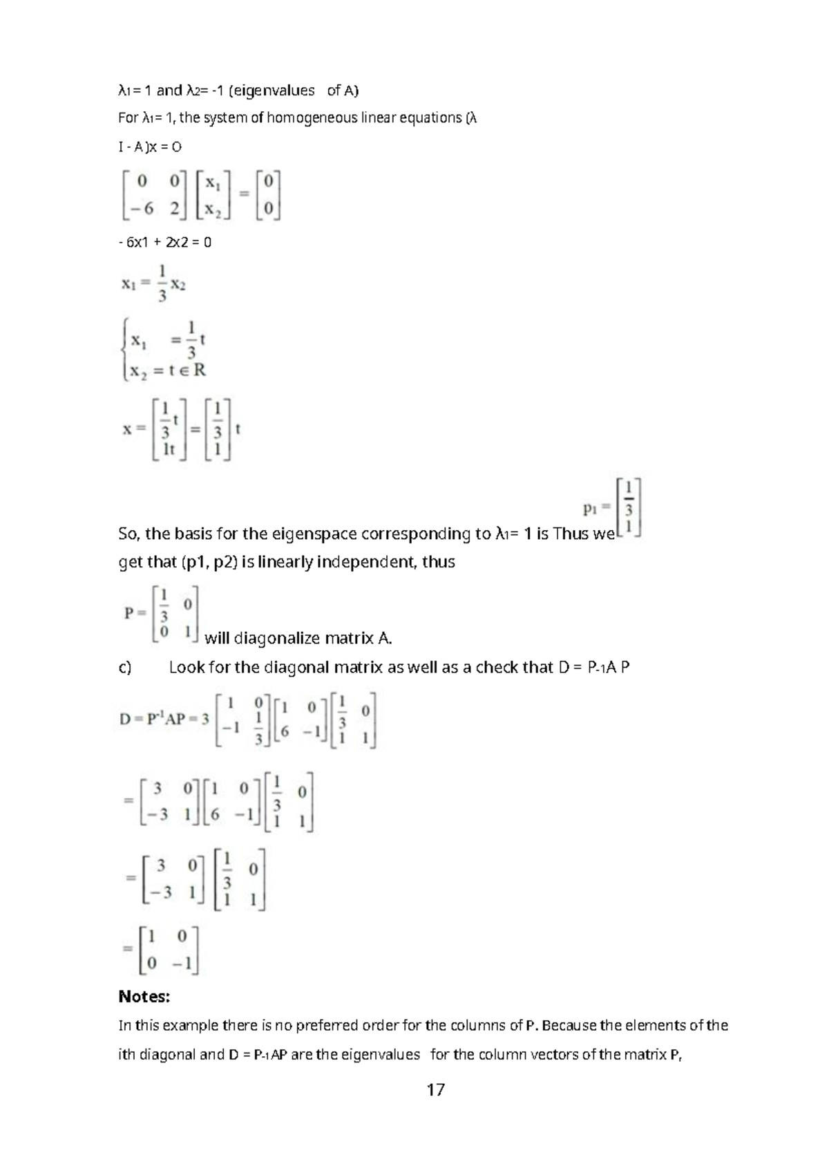 Linear Algebra And Matrix 5 Notes λ 1 1 And λ 2 1 Eigenvalues