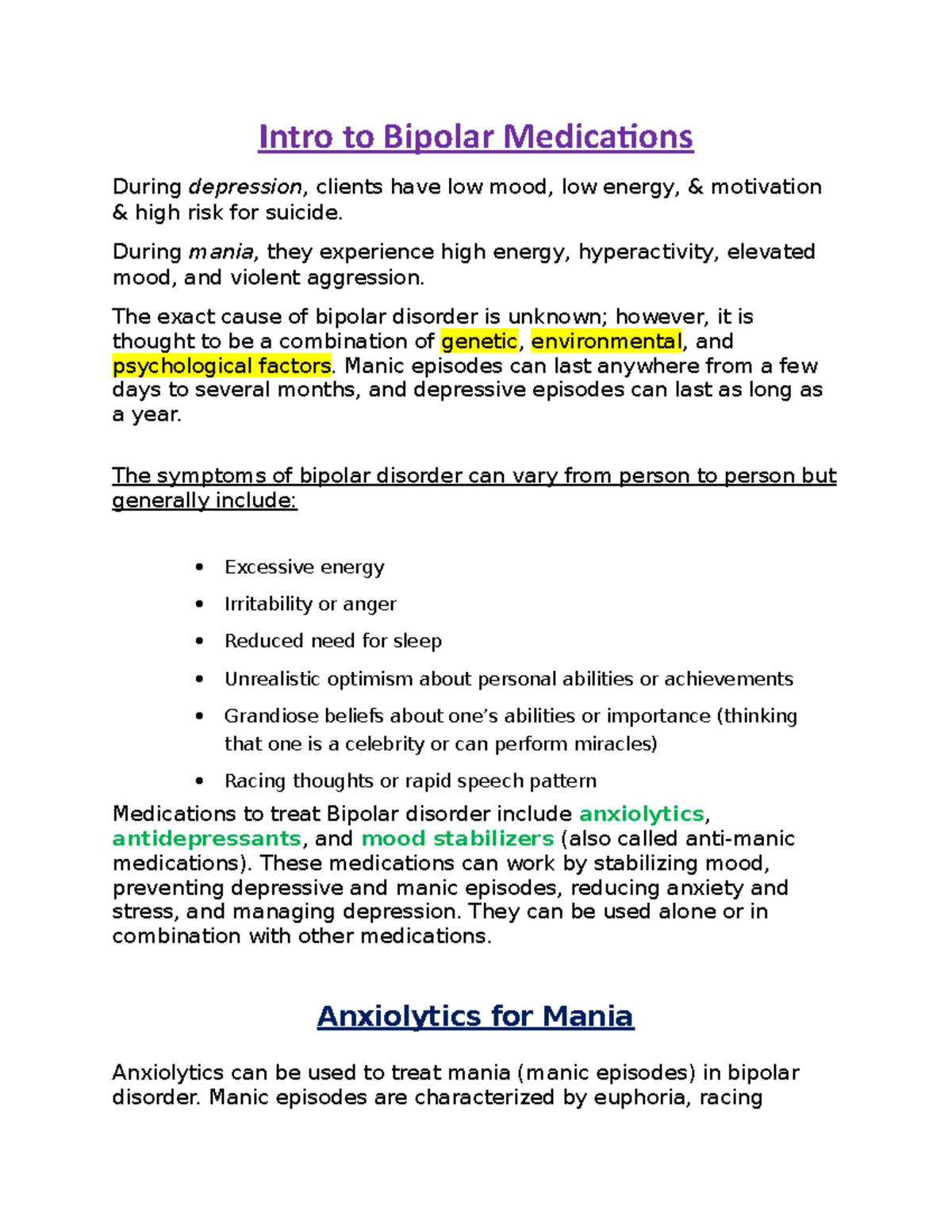 Intro to Bipolar Medications Lecture - Intro to Bipolar Medications ...