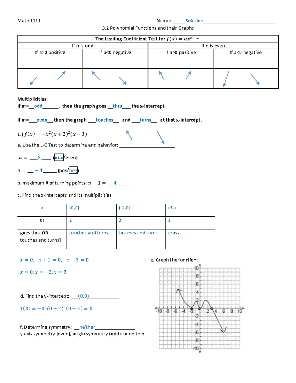 3.2 ICA Solution Math 1111 SP19 - Math 1111 Name: Solution ...