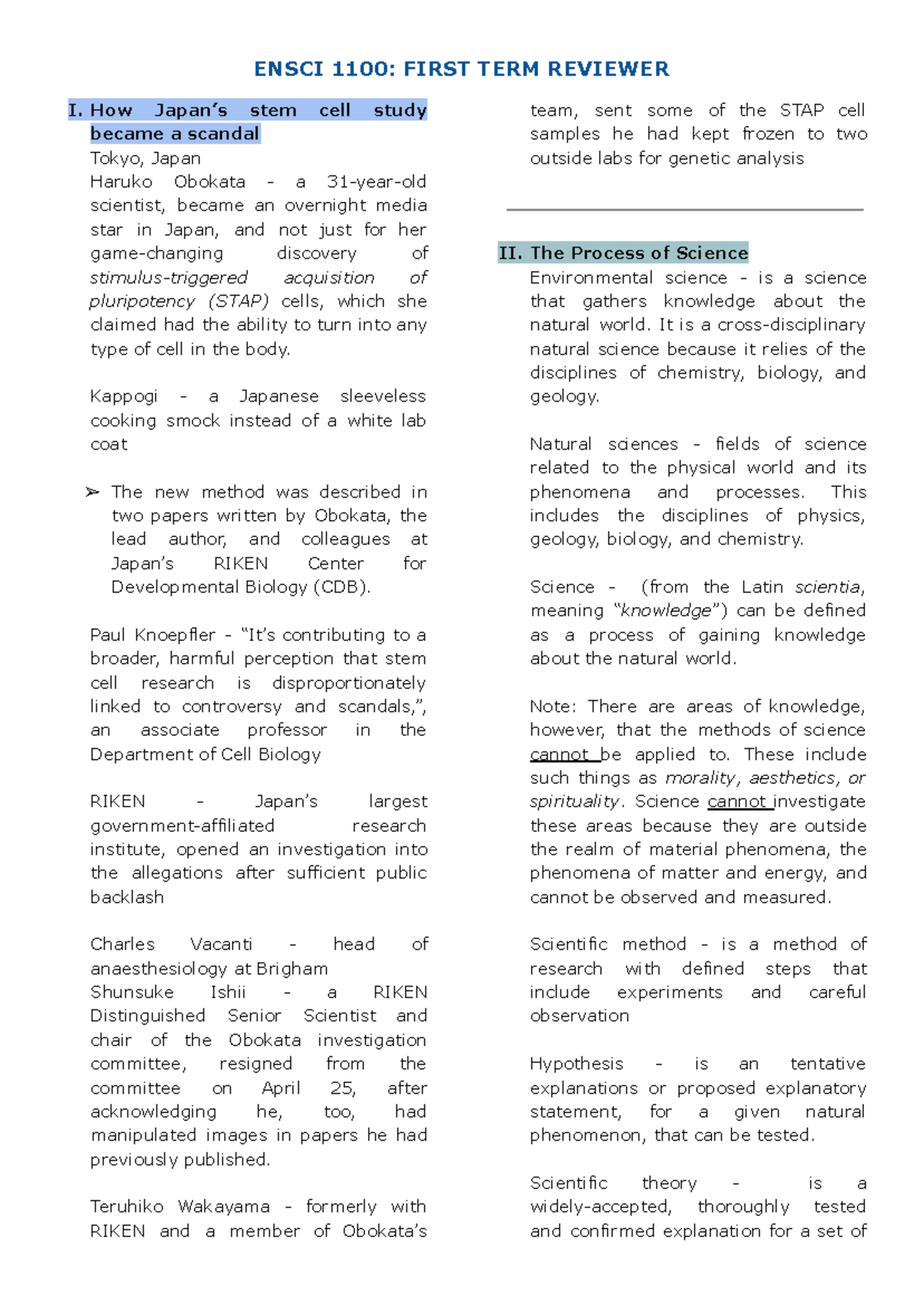 Lecture noted about Coppernicus and Ptolemy - ENSCI 1100: FIRST TERM ...