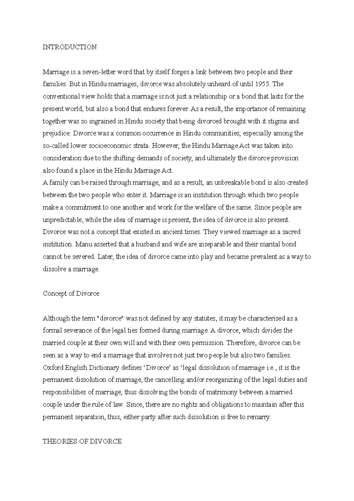 Family Law Assignment INTRODUCTION Marriage Is A Seven letter Word