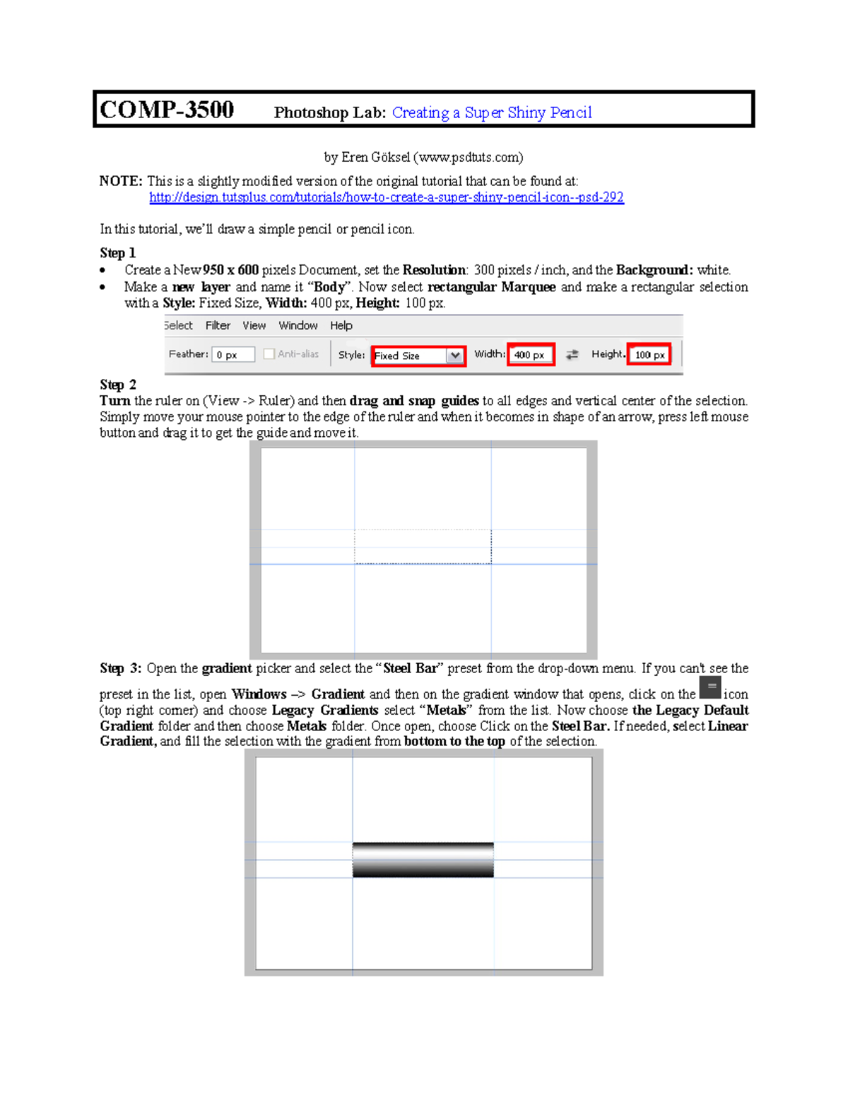 PS Lab5 shiny pencil - COMP-3500 Photoshop Lab: Creating a Super Shiny Pencil by Eren Göksel ...