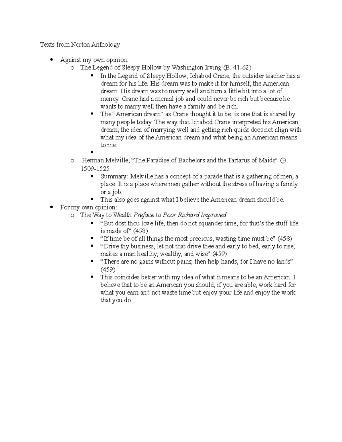 Texts from Norton Anthology - Texts from Norton Anthology Against my ...