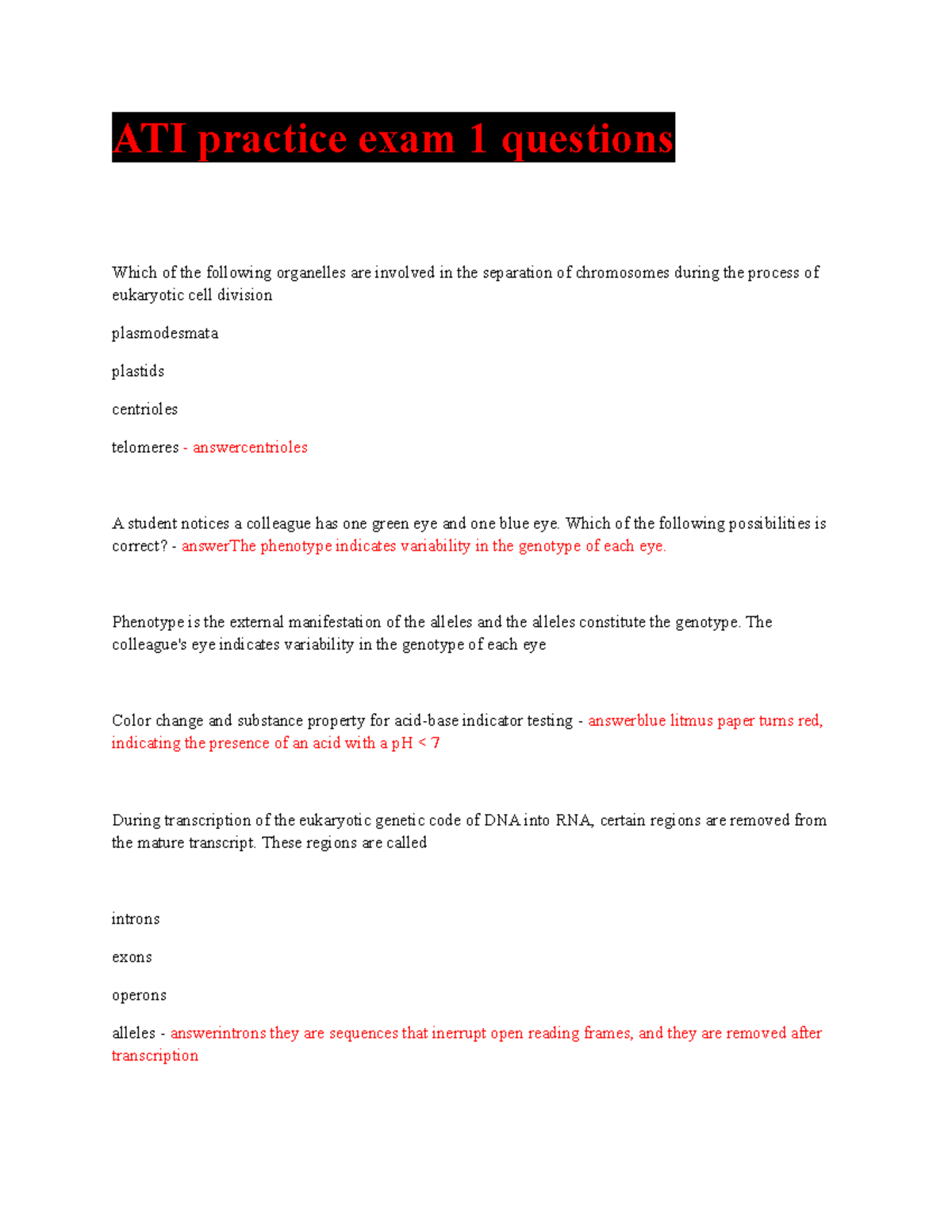 ATI practice exam 1 questions - ATI practice exam 1 questions Which of ...