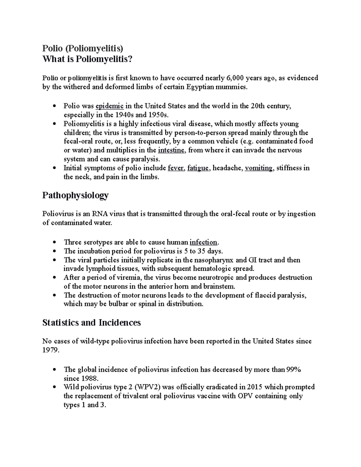 Polio - This study guide describes the pathophysiology, nursing ...