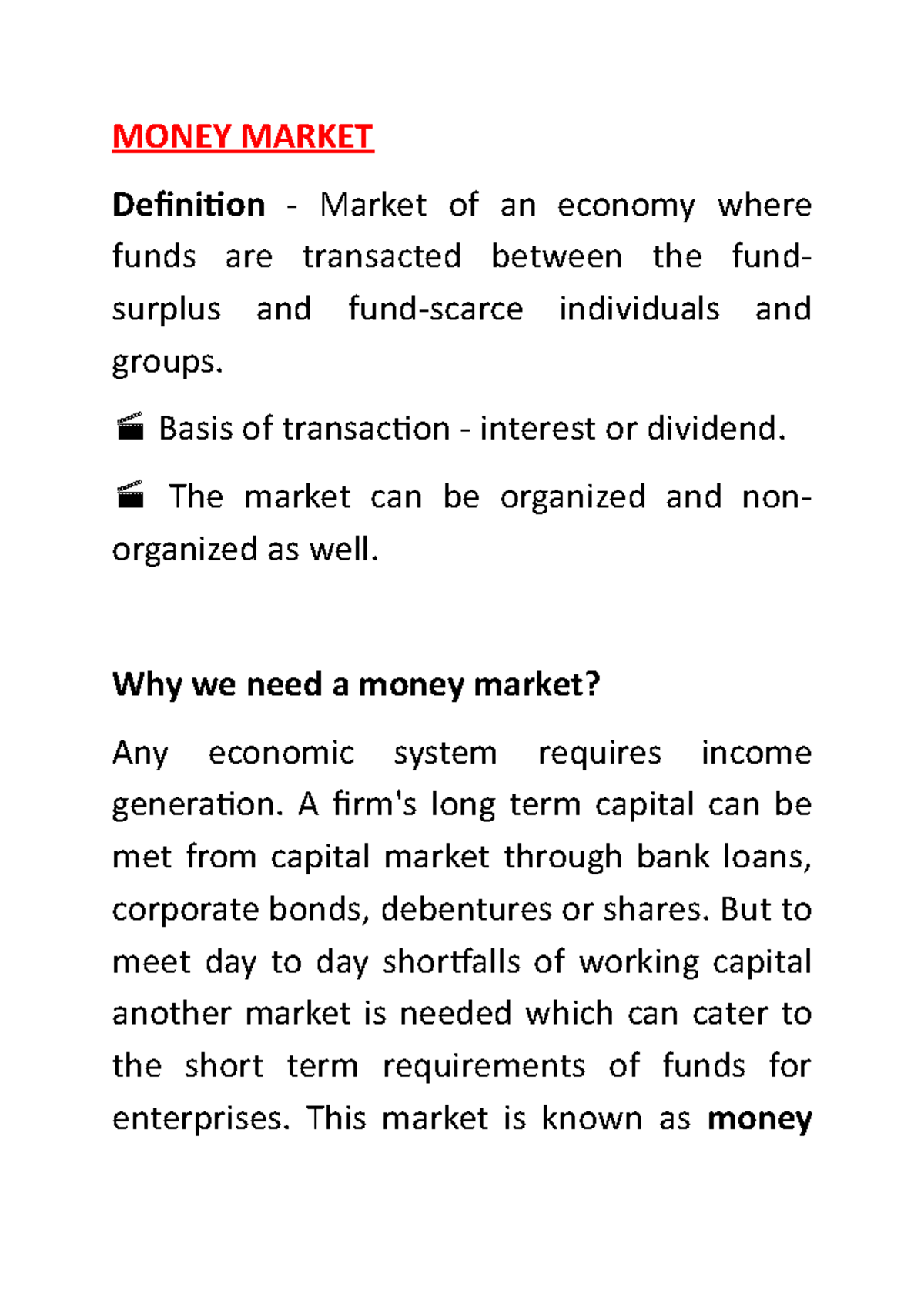 Money Market - Summary Economics - MONEY MARKET Definition - Market of ...