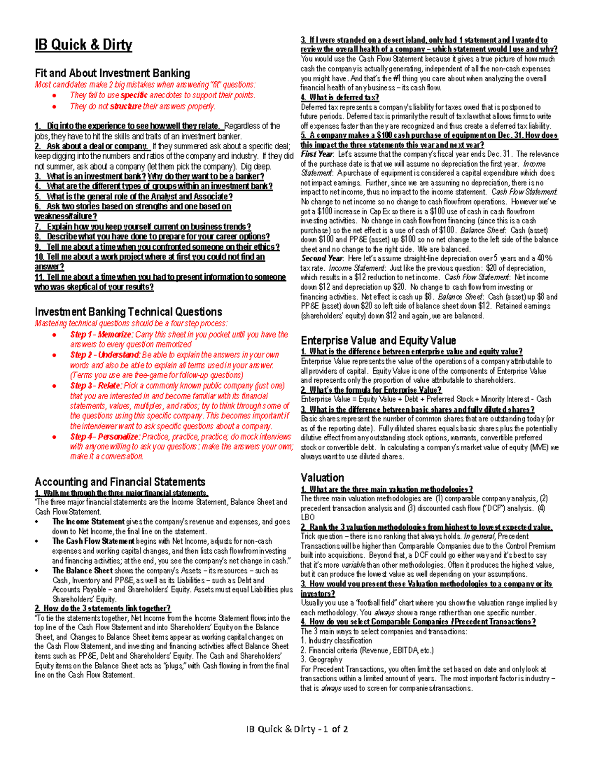 IB Quick & Dirty - IB guide - IB Quick & Dirty ‐ 1 of 2 IB Quick & Dirty Fit and About - Studocu