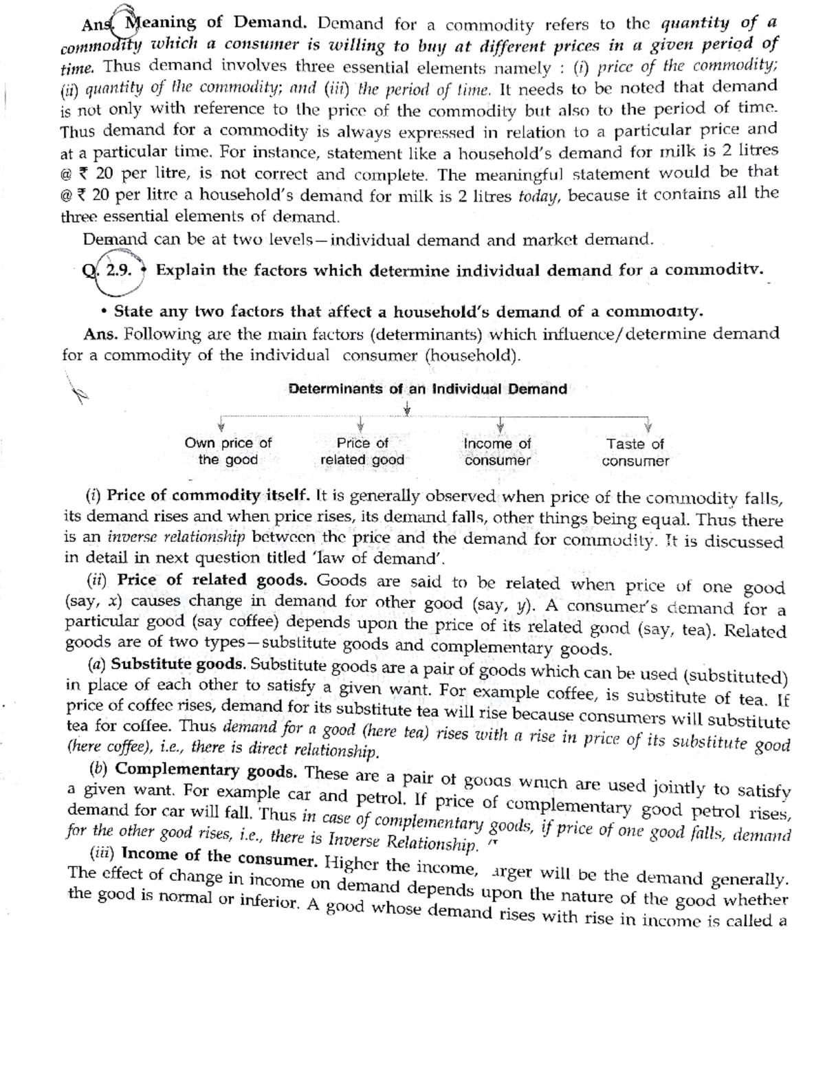 Demand - Notes - Ans Meaning of Demand. Demand for a commodity refers ...