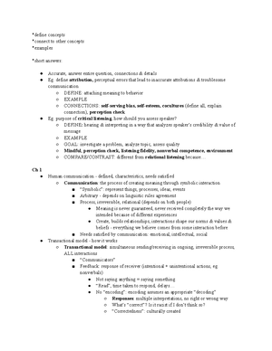 COMM Final exam study guide - COMM 101 Final Review Sheet The test will ...