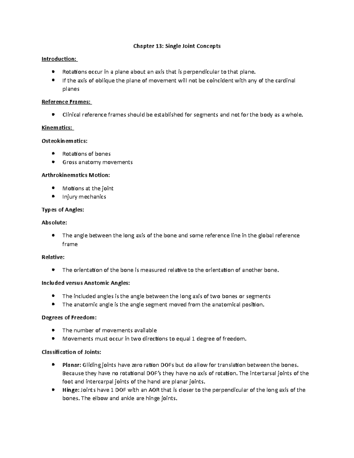 Chapter 13 Single Joint Concepts - Chapter 13: Single Joint Concepts ...