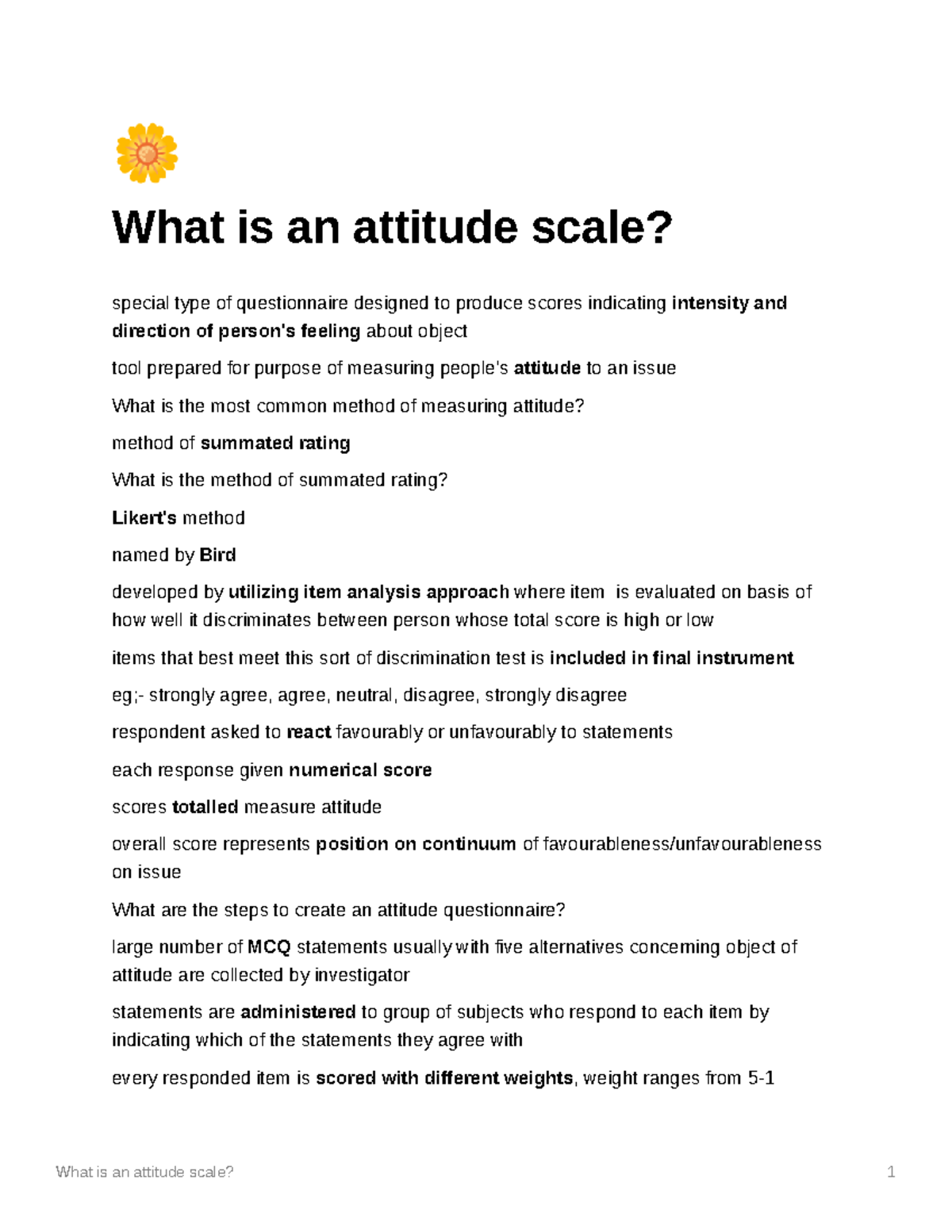 What is an attitude scale - Studocu