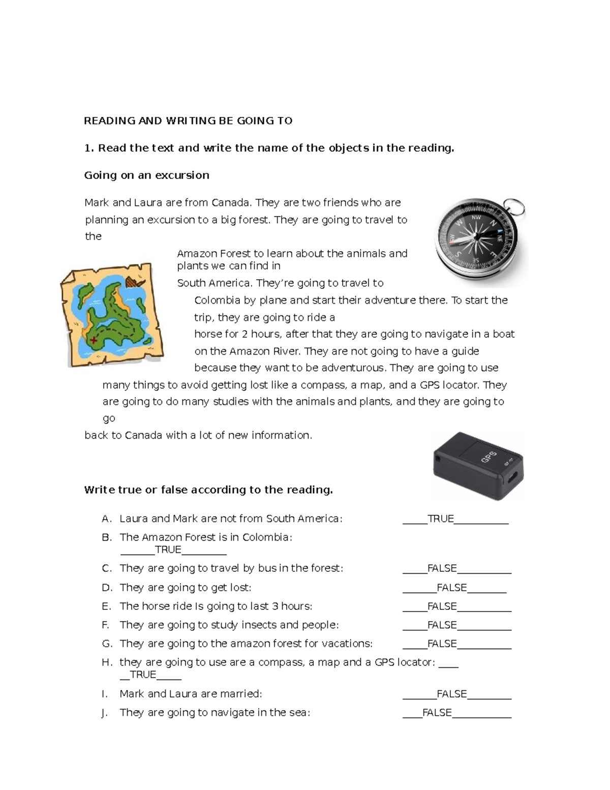 Be going to reading - READING AND WRITING BE GOING TO Read the text and ...