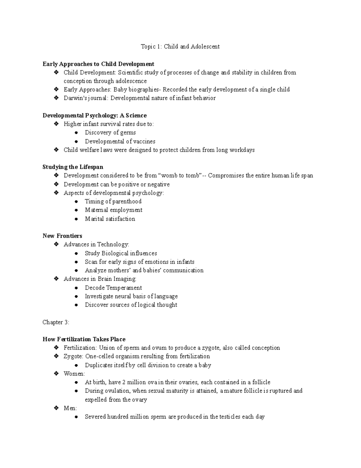 Topic 1 CH1, CH3, CH4, CH5 Child and Adolesence - Topic 1: Child and ...